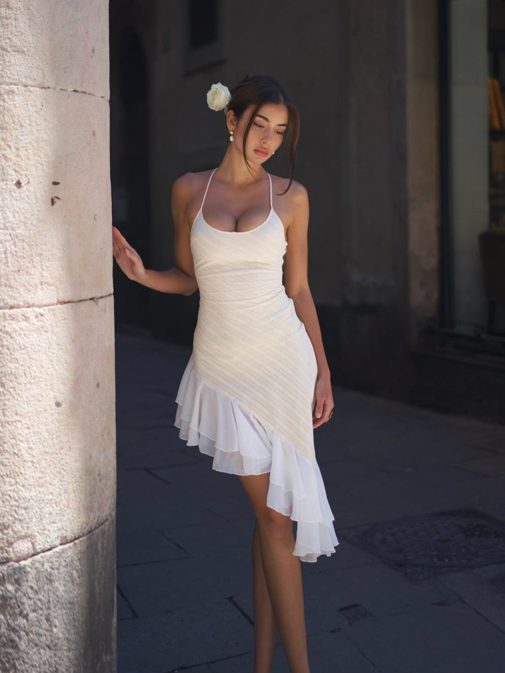 Lucia Ruffle Dress - Ivory – Cherie