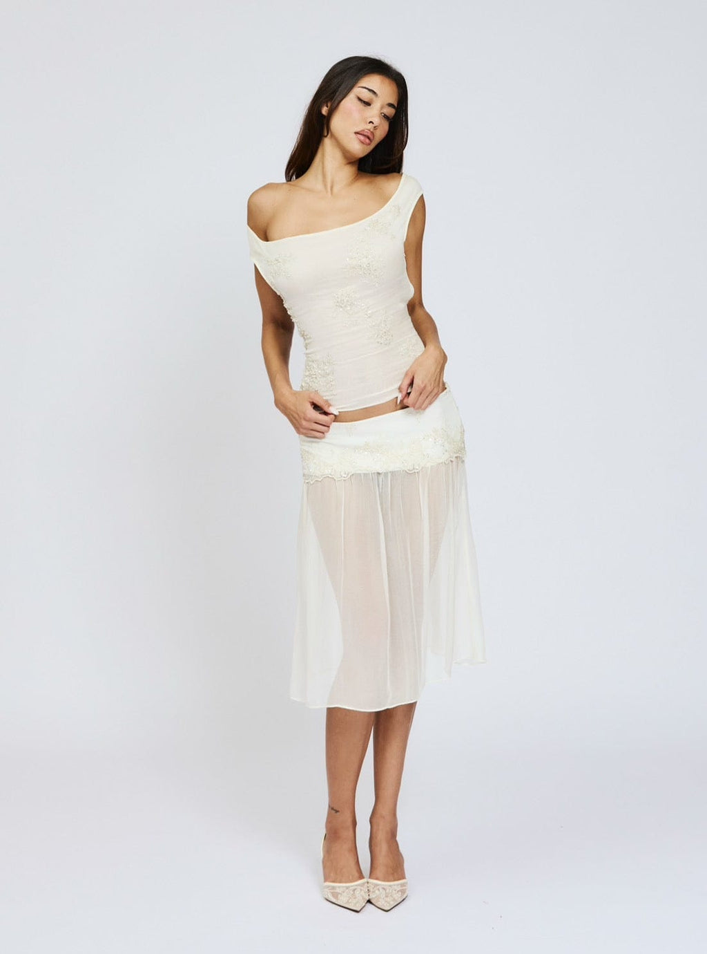 Odette Midi Skirt - Ivory – Cherie